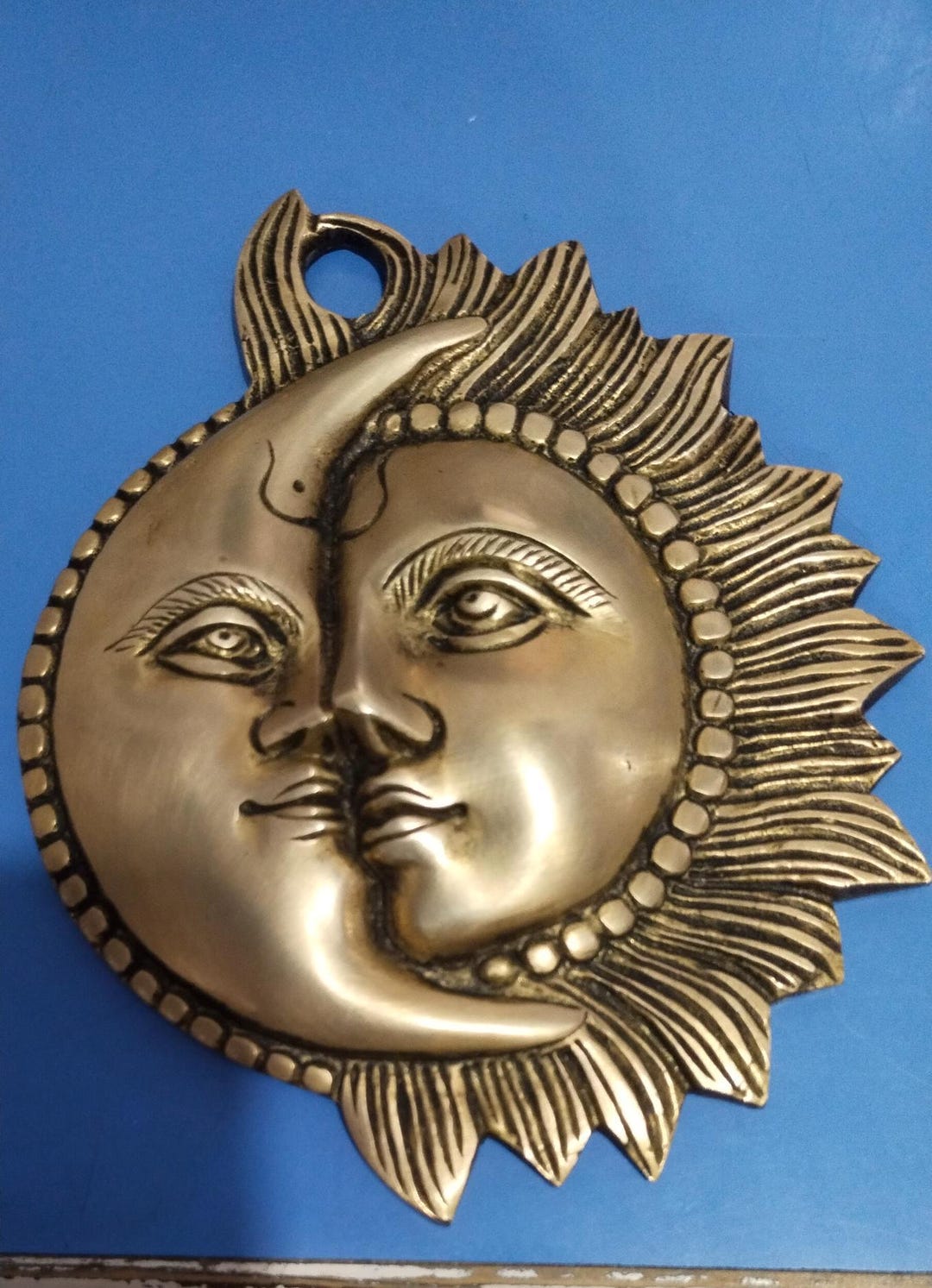 Brass Sun, Moon Half Face Wall Hanging Decorative Wall Hanging Plate ...
