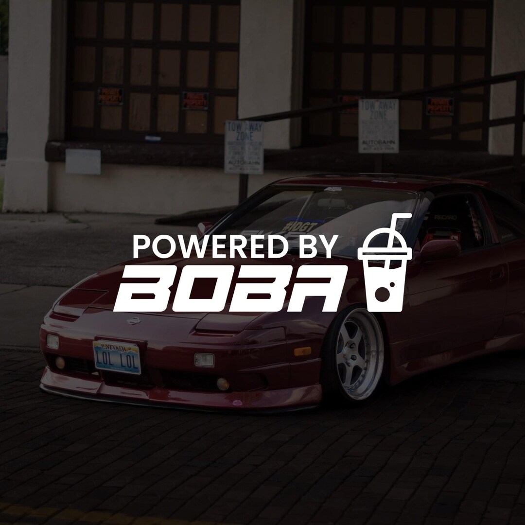 Powered by Boba Vinyl Car Decal - JDM Slap Sticker - Etsy