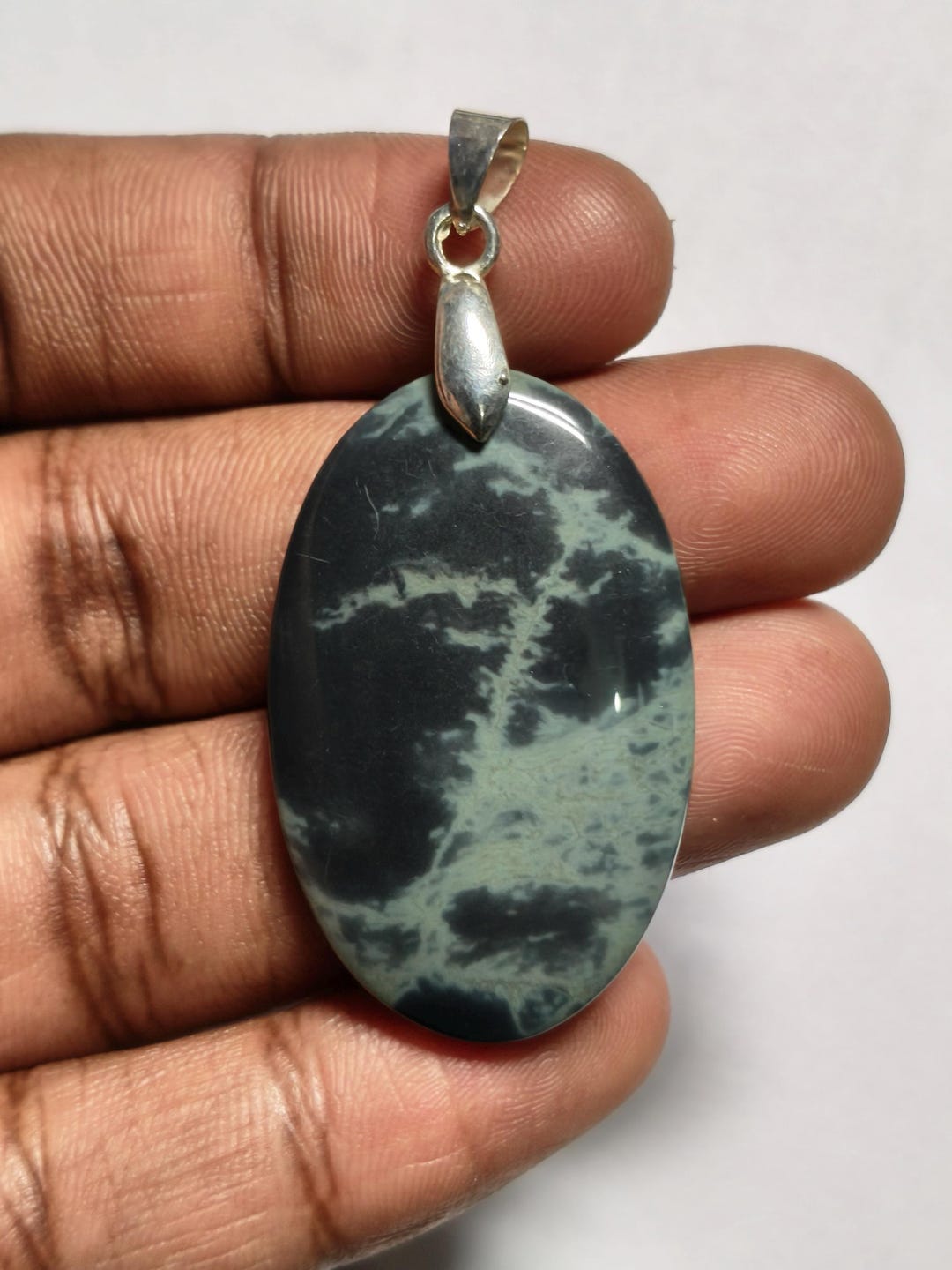 Spider Web Obsidian Hook Pendant Cabochon Loose Gemstone Sterling ...