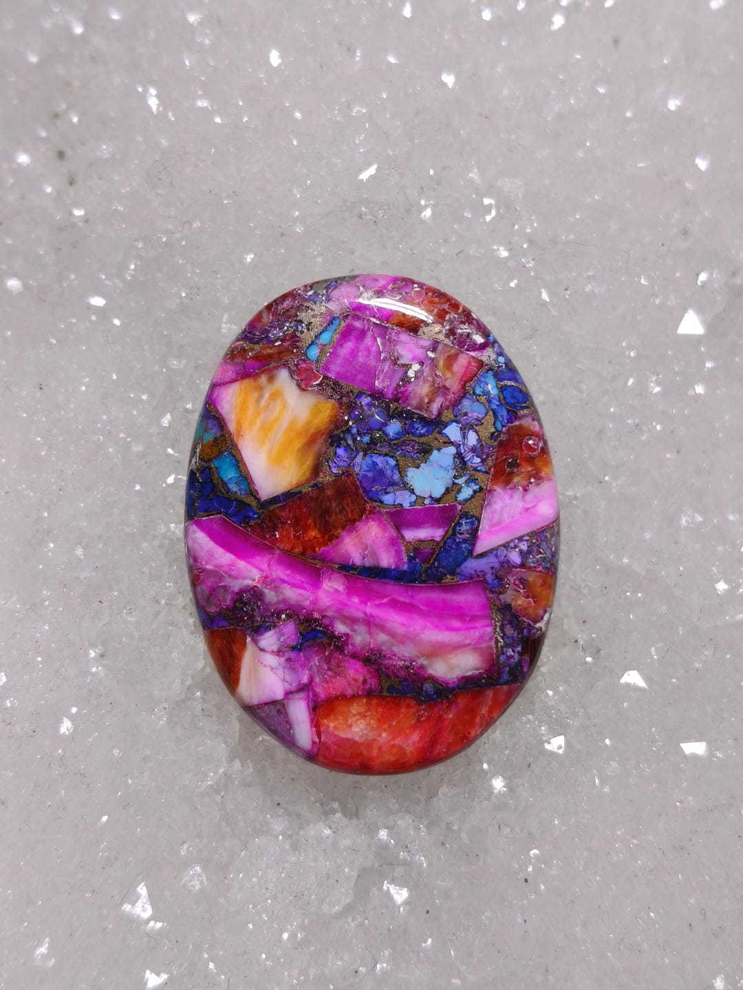 Oval Pink Spiny Oyster Copper Turquoise Cabochon: 56 Carat Gemstone MG ...