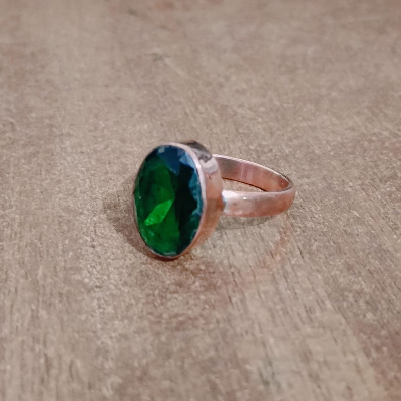 Handmade Copper Emerald Ring, Oval Stone Statement Ring - Etsy Ireland