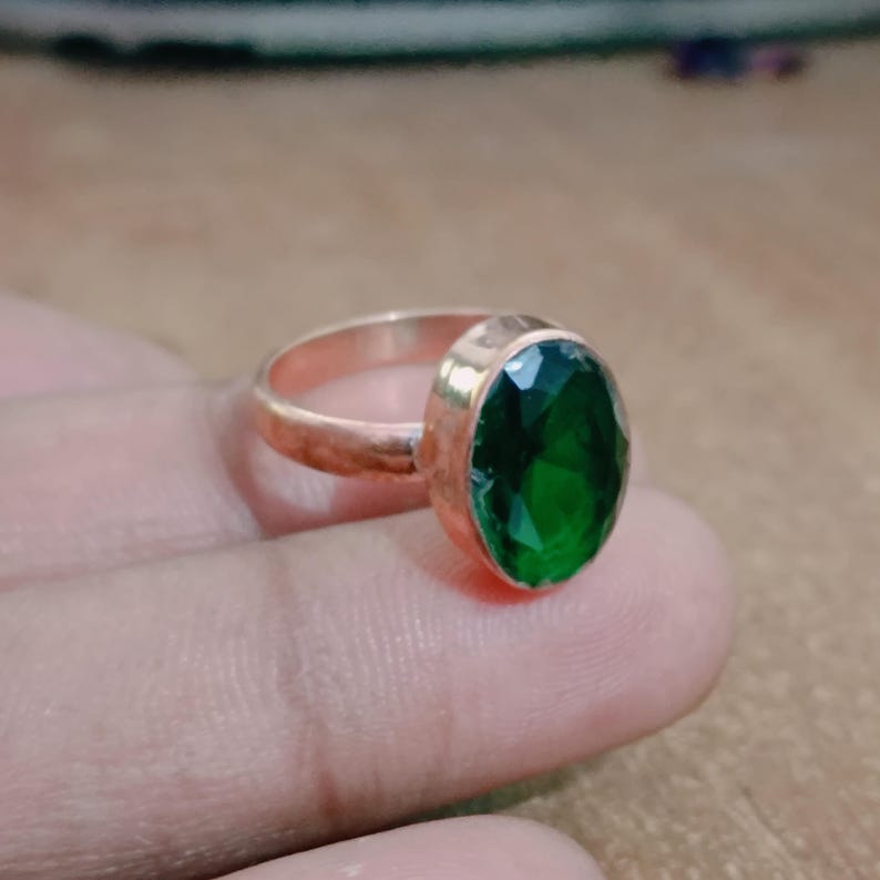 Handmade Copper Emerald Ring, Oval Stone Statement Ring - Etsy Ireland