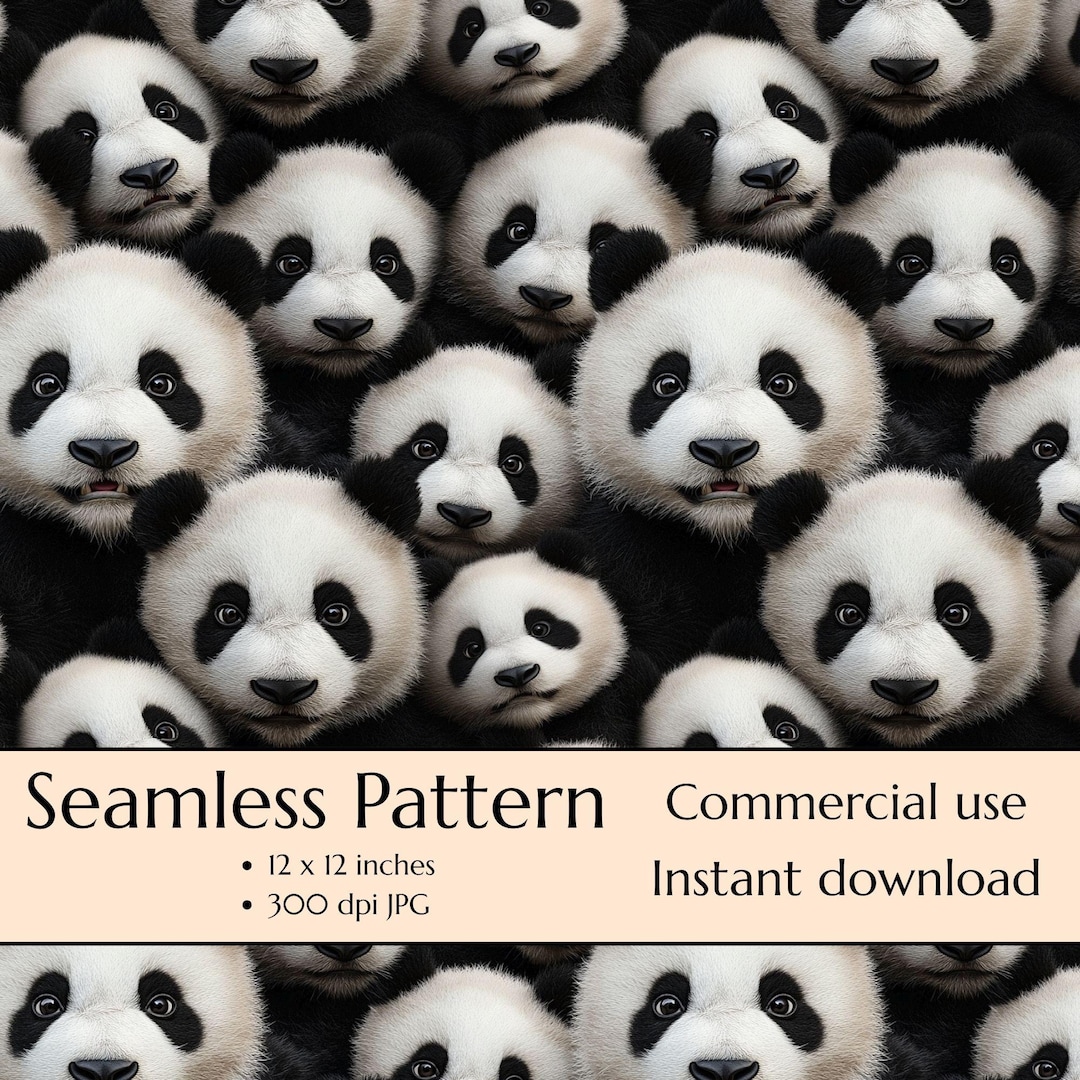 Panda Bear Seamless Pattern: Craft, Fabric, Wallpaper (commercial Use ...