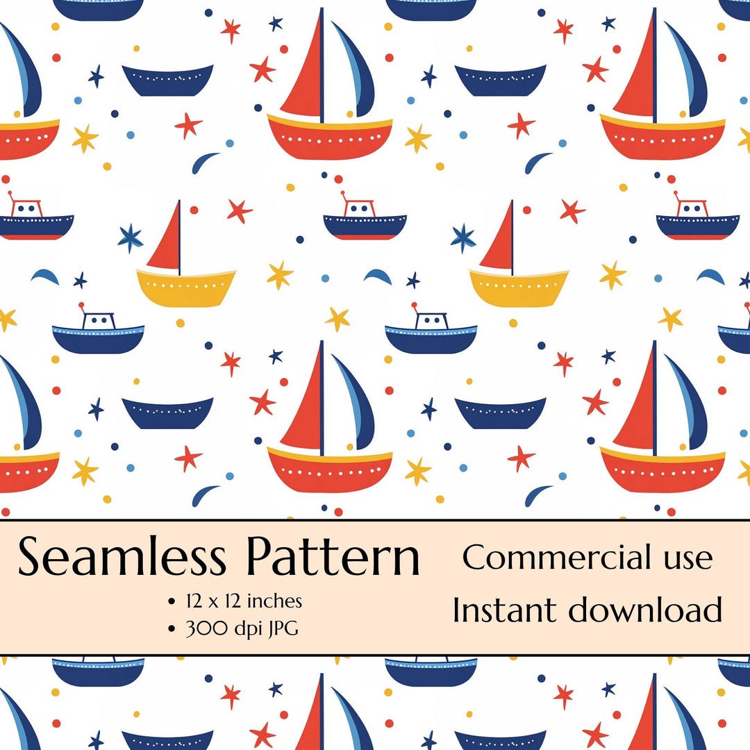 Boats Digital Seamless Pattern - Digital Paper for Crafts - Repeating ...