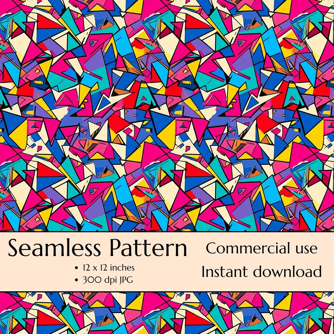 Colorful Shapes Seamless Pattern: Digital Paper for Crafts (JPG ...