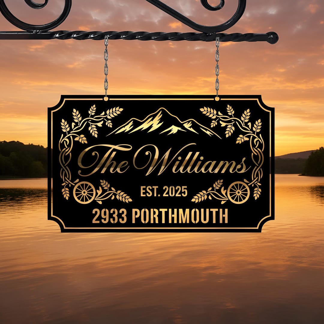 Custom Mountain Cabin Sign – Personalized Family Name Vintage Metal ...