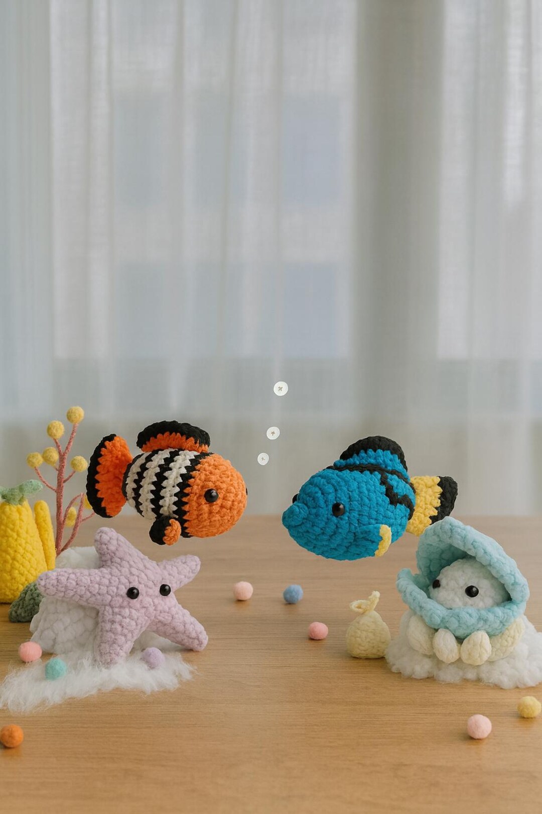 4 in 1 Ocean No Sew Crochet Pattern PDF, Cute Amigurumi Dory Nemo ...