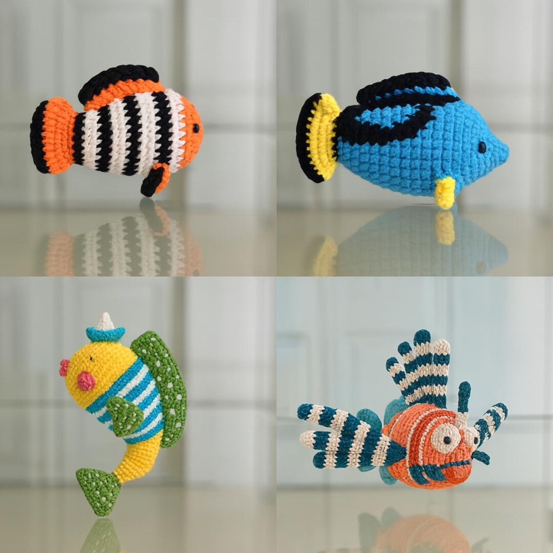 Fish Crochet Pattern PDF, Amigurumi Sea Animals Collection With ...