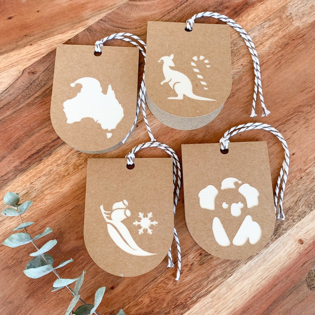 Aussie Christmas Gift Tags set of 4 3D Effect Rustic Australian Flora ...