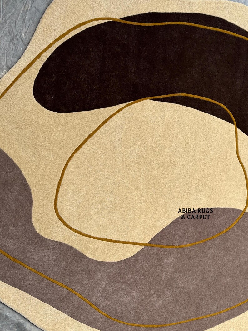 Modern Abstract Hand Tufted Rug | Custom Neutral Wool Carpet | Organic ...