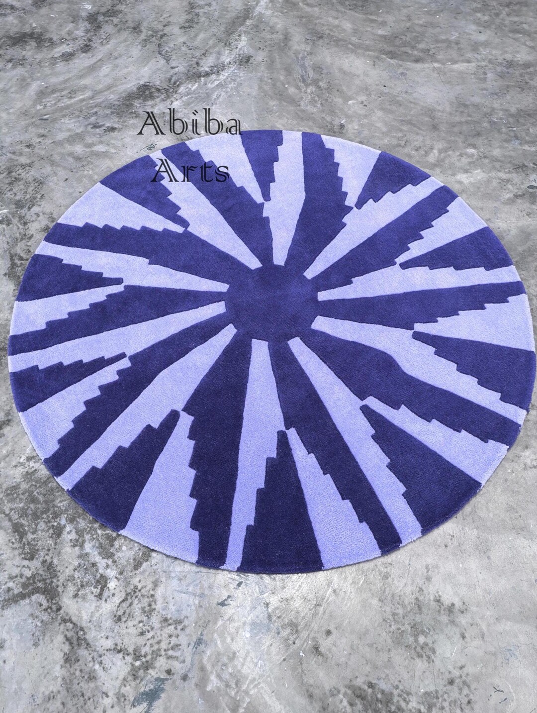 Purple Sunburst Round Rug Radial Pattern Contemporary Area Rug Modern ...