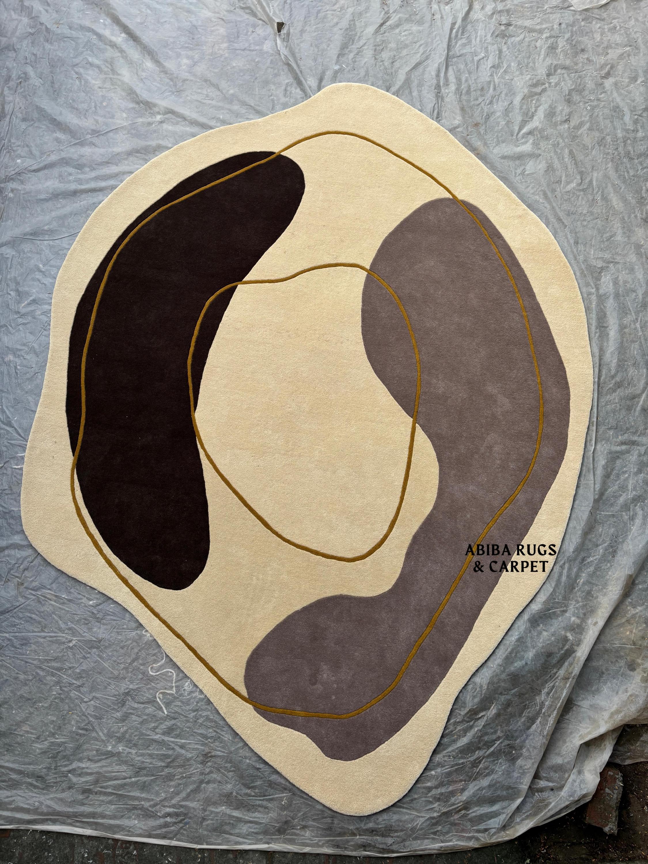 Modern Abstract Hand Tufted Rug | Custom Neutral Wool Carpet | Organic ...