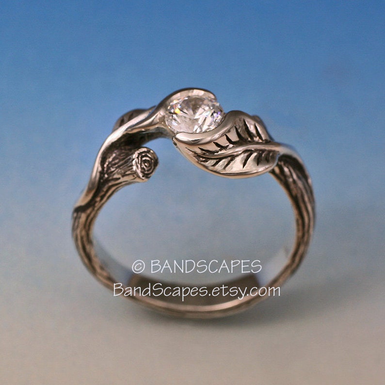LEAVES Engagement Ring Set, Made to Order in Solid Sterling Silver ...