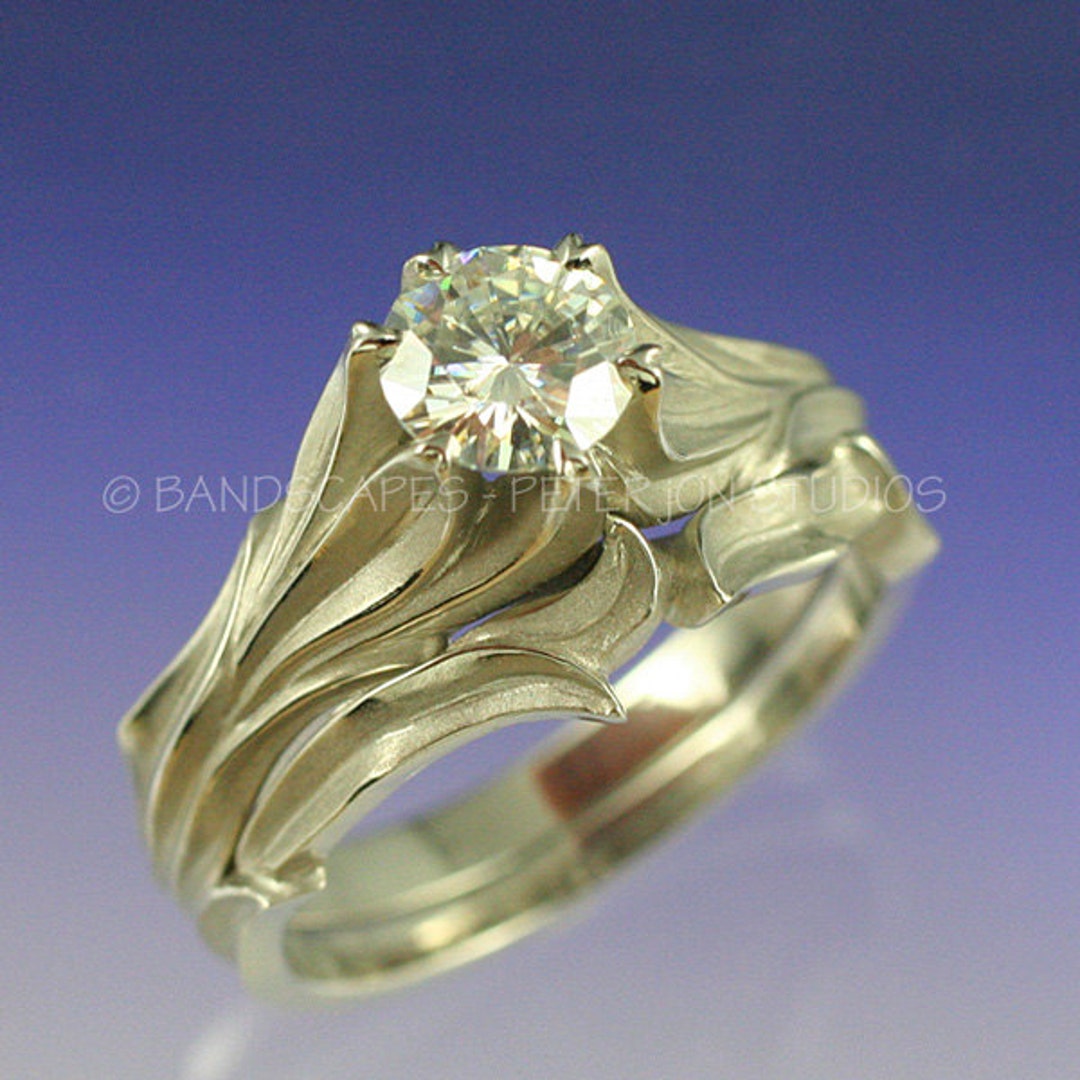 1ct. MOISSANITE ALPINE LILY Wedding Ring Set. Made to Order in Your ...