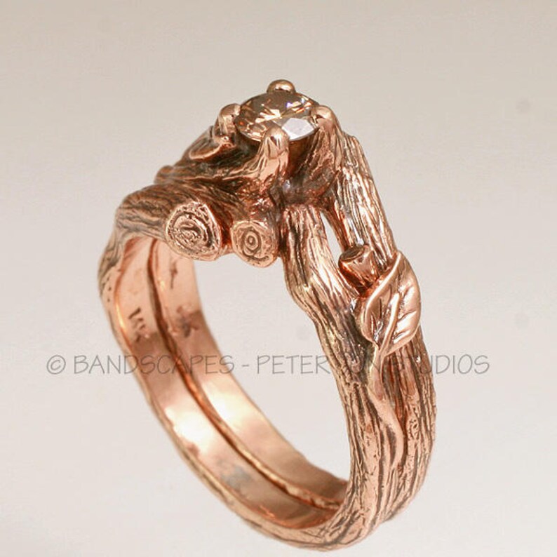 The ACADIA Wedding Ring Set. CHOCOLATE DIAMOND. Your Choice of - Etsy