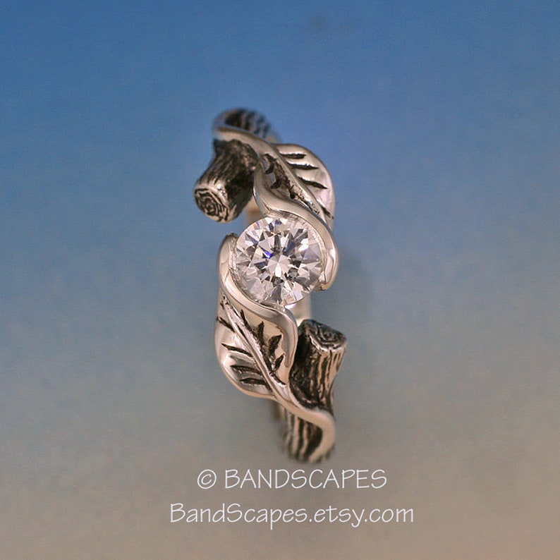 LEAVES Engagement Ring Set, Made to Order in Solid Sterling Silver ...