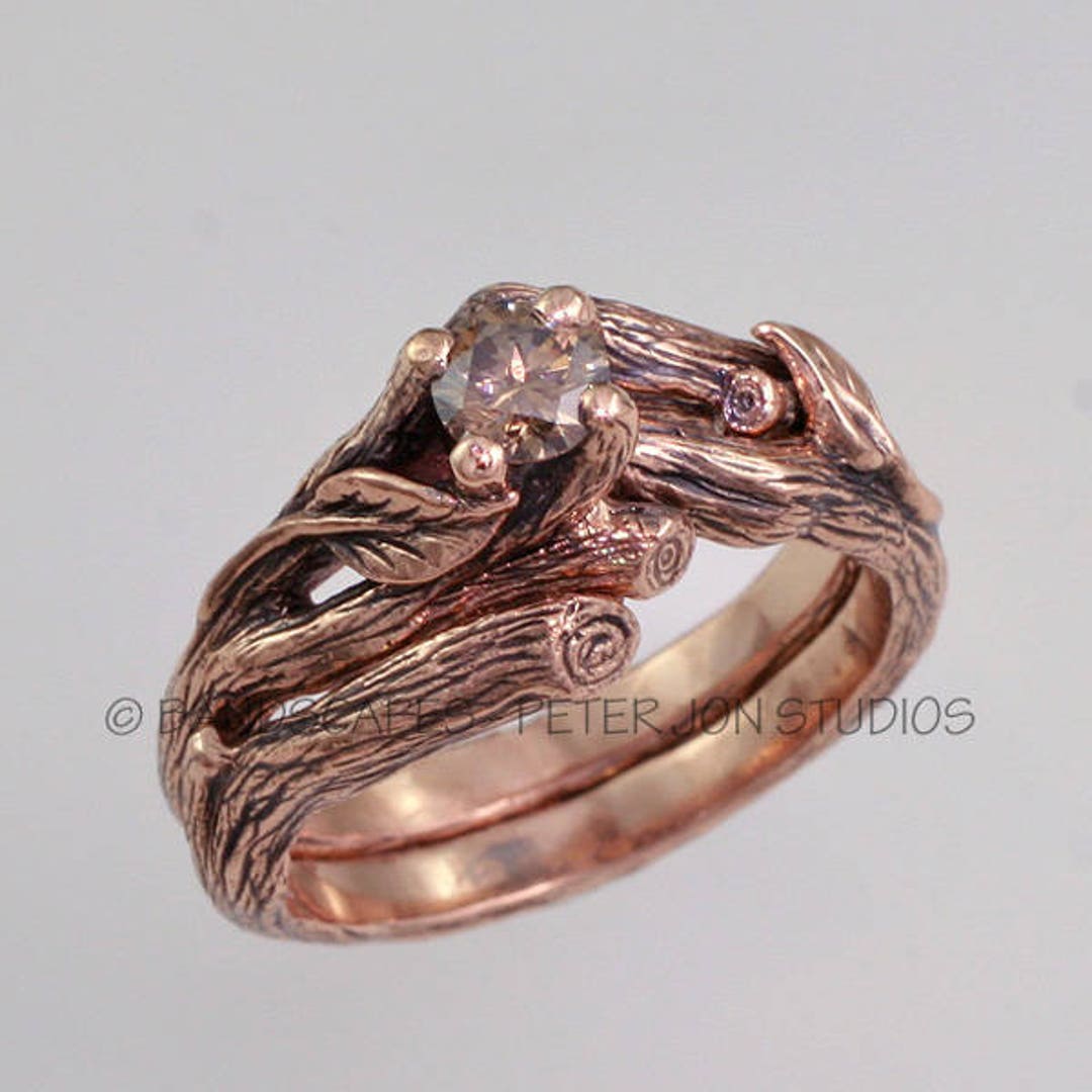 The ACADIA Wedding Ring Set. CHOCOLATE DIAMOND. Your Choice of 14k Gold ...