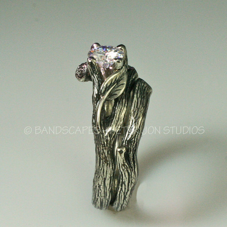 5mm ACADIA WEDDING RING Set - Engagement Ring, Matching Weddng Band ...