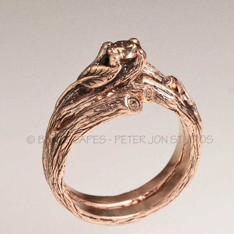 The ACADIA Wedding Ring Set. CHOCOLATE DIAMOND. Your Choice of - Etsy