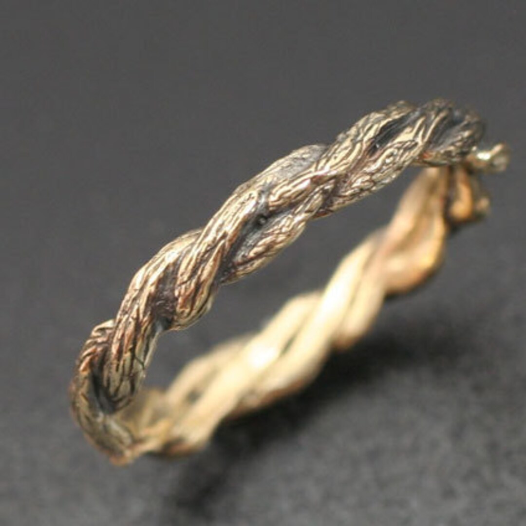 NARROW TWISTED TWIGS Band. Delicate 3mm Width. This Ring in 14k Yellow ...