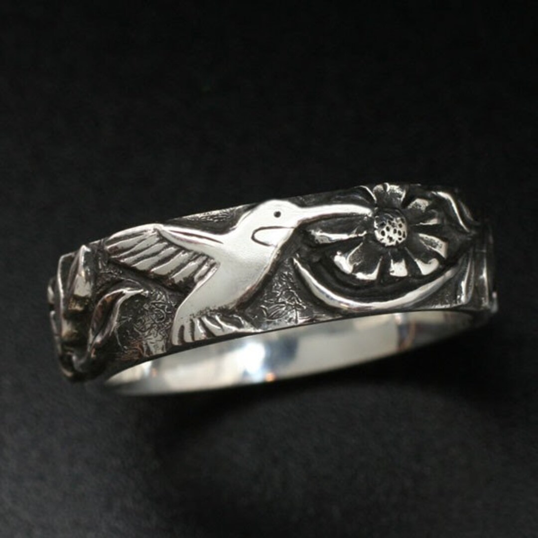 HUMMINGBIRD BAND in Sterling Silver - Fine Detailed Carving - Etsy