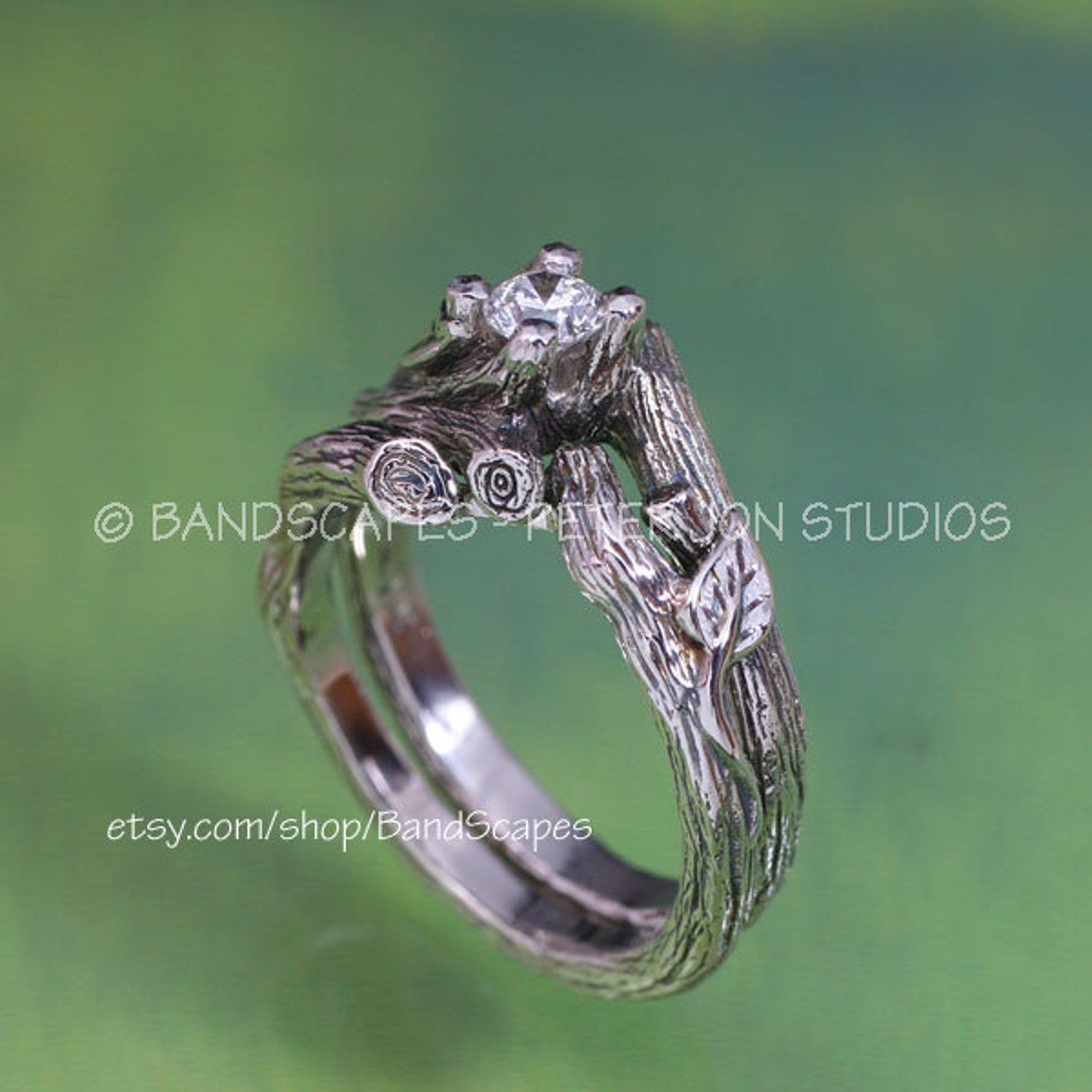 ACADIA WEDDING RING Set Twig Engagement Ring Matching - Etsy