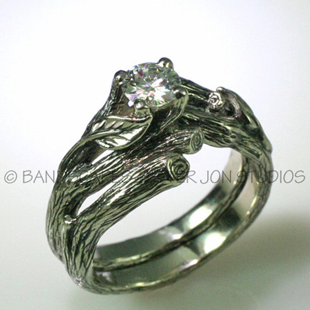 5mm ACADIA WEDDING RING Set - Engagement Ring, Matching Weddng Band ...