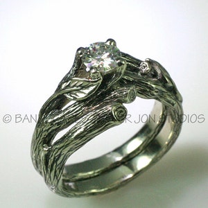 5mm ACADIA WEDDING RING Set - Engagement Ring, Matching Weddng Band ...