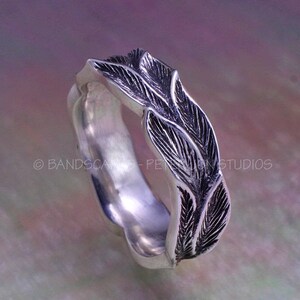 LAUREL LEAF Wedding Band, Handmade in Sterling Silver, Leaf Ring ...