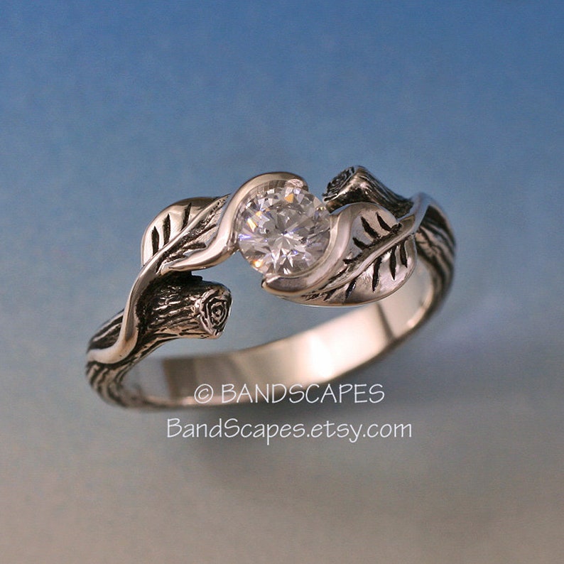 LEAVES Engagement Ring Set, Made to Order in Solid Sterling Silver ...