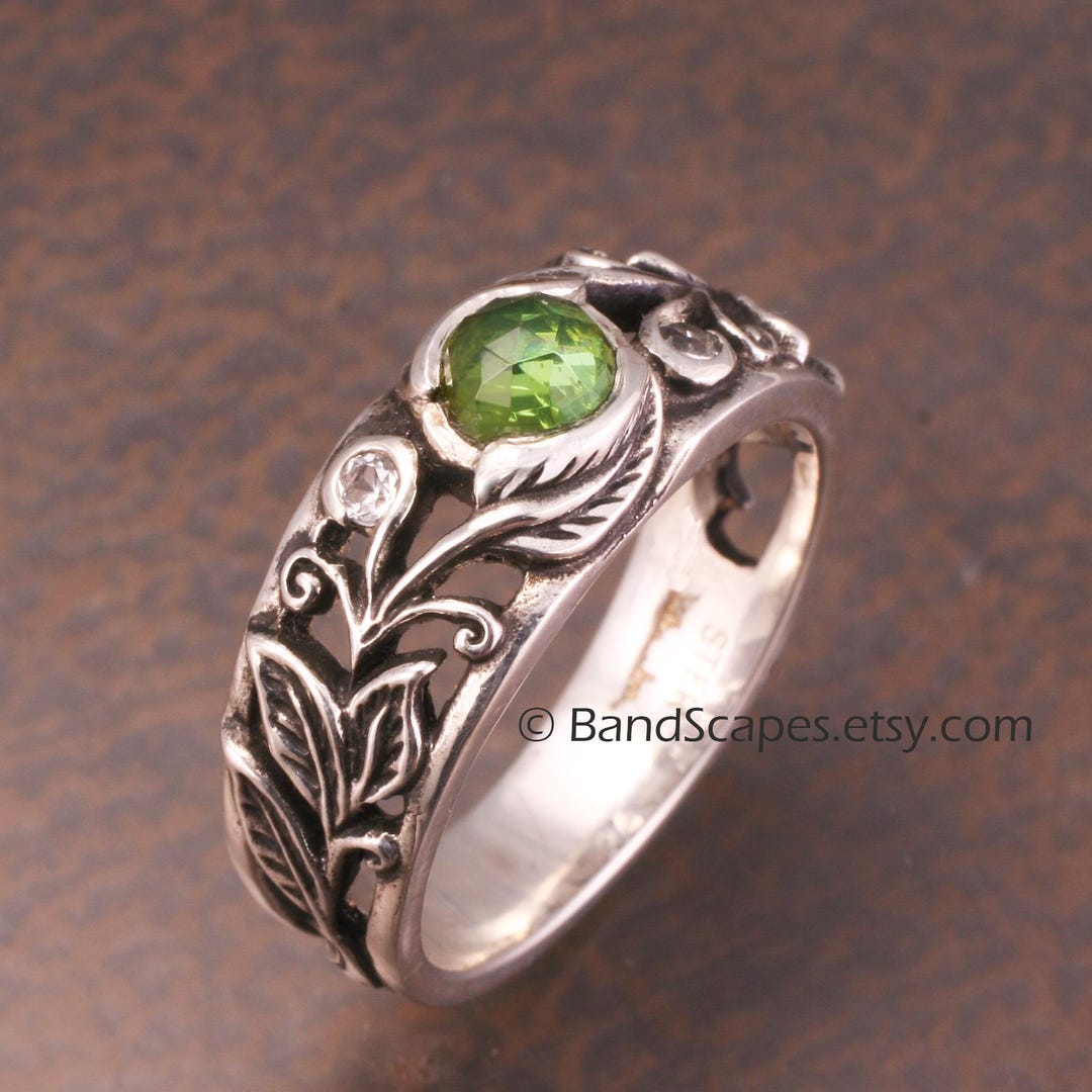 Sterling SPRINGTIME Ring - Leaves and Scrolling Vines, Choice of ...