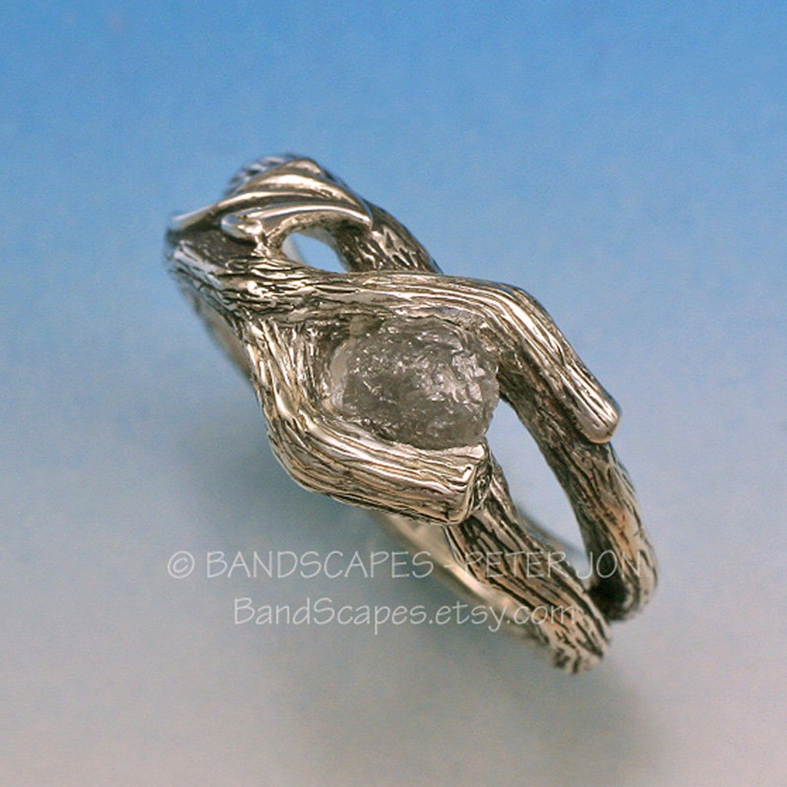 Raw, Rough Crystal Diamond ETERNAL SPRING Wedding Ring. This Twig Ring ...