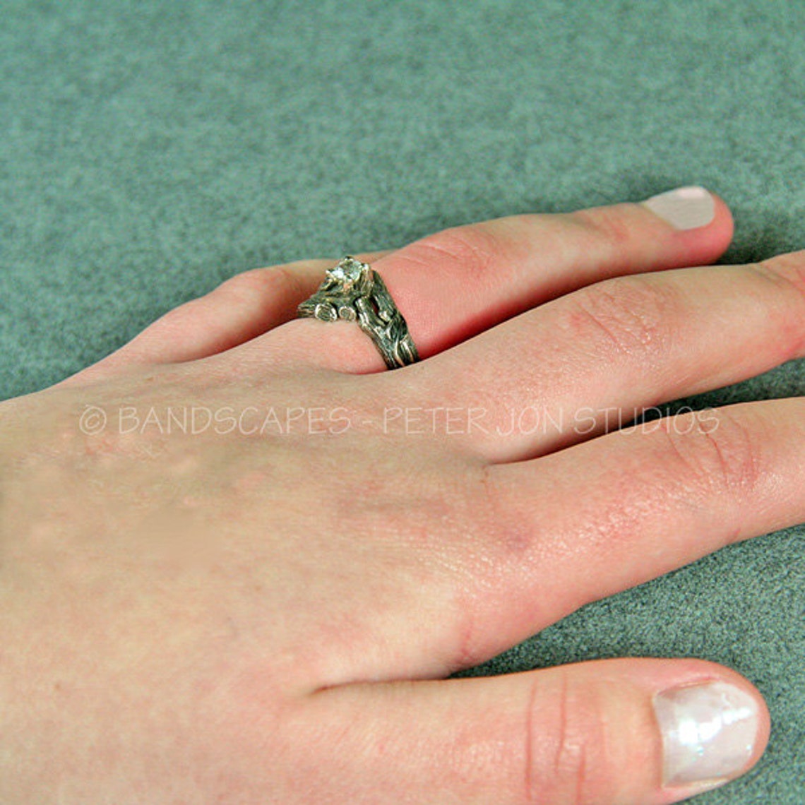 ACADIA WEDDING RING Set Twig Engagement Ring Matching - Etsy