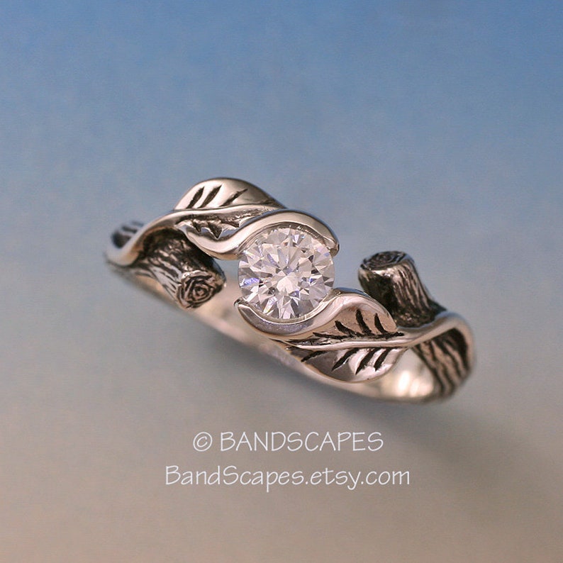 LEAVES Engagement Ring Set, Made to Order in Solid Sterling Silver ...