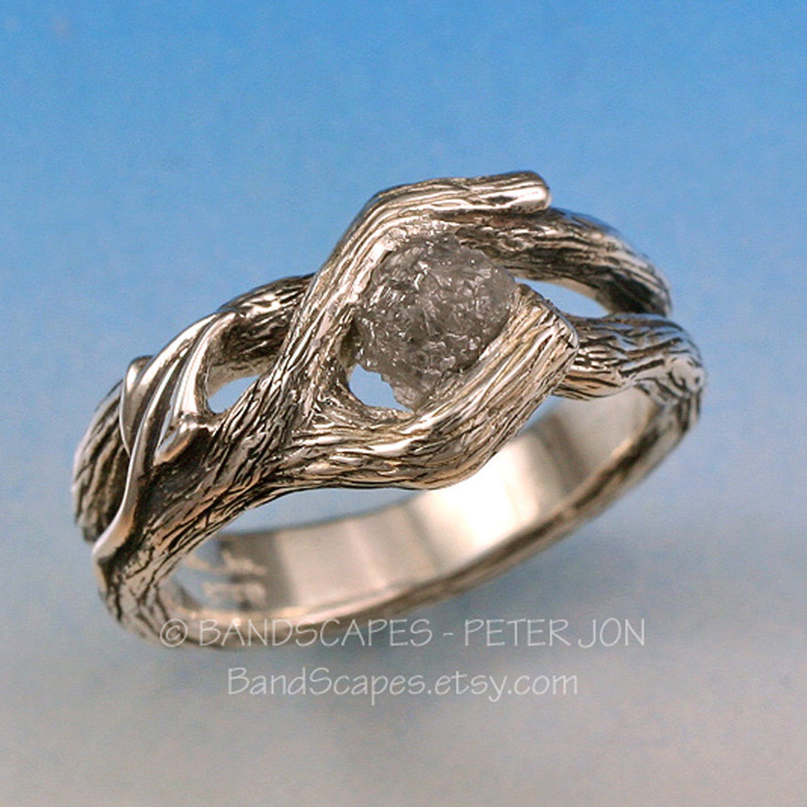 Raw, Rough Crystal Diamond ETERNAL SPRING Wedding Ring. This Twig Ring ...