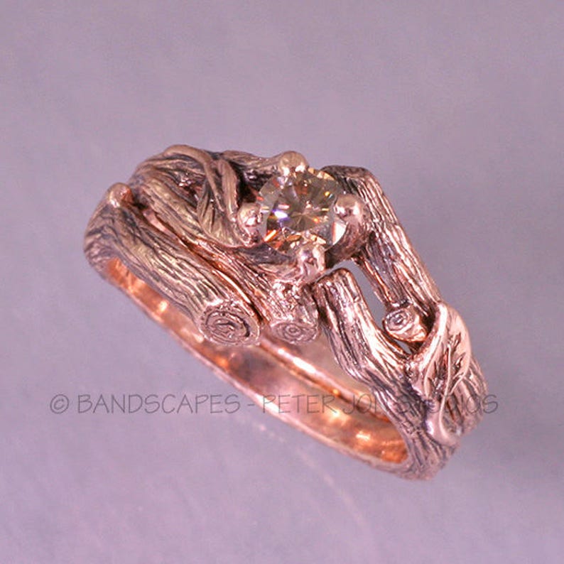 The ACADIA Wedding Ring Set. CHOCOLATE DIAMOND. Your Choice of - Etsy