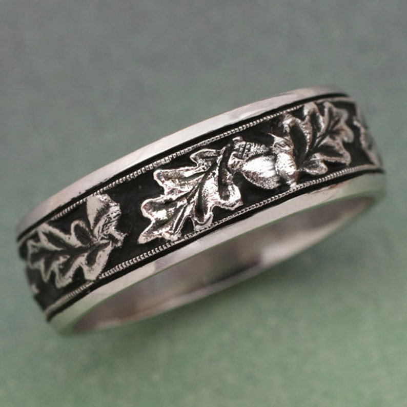 OAK LEAVES Wedding Band Made in 14k White Rose or Yellow - Etsy