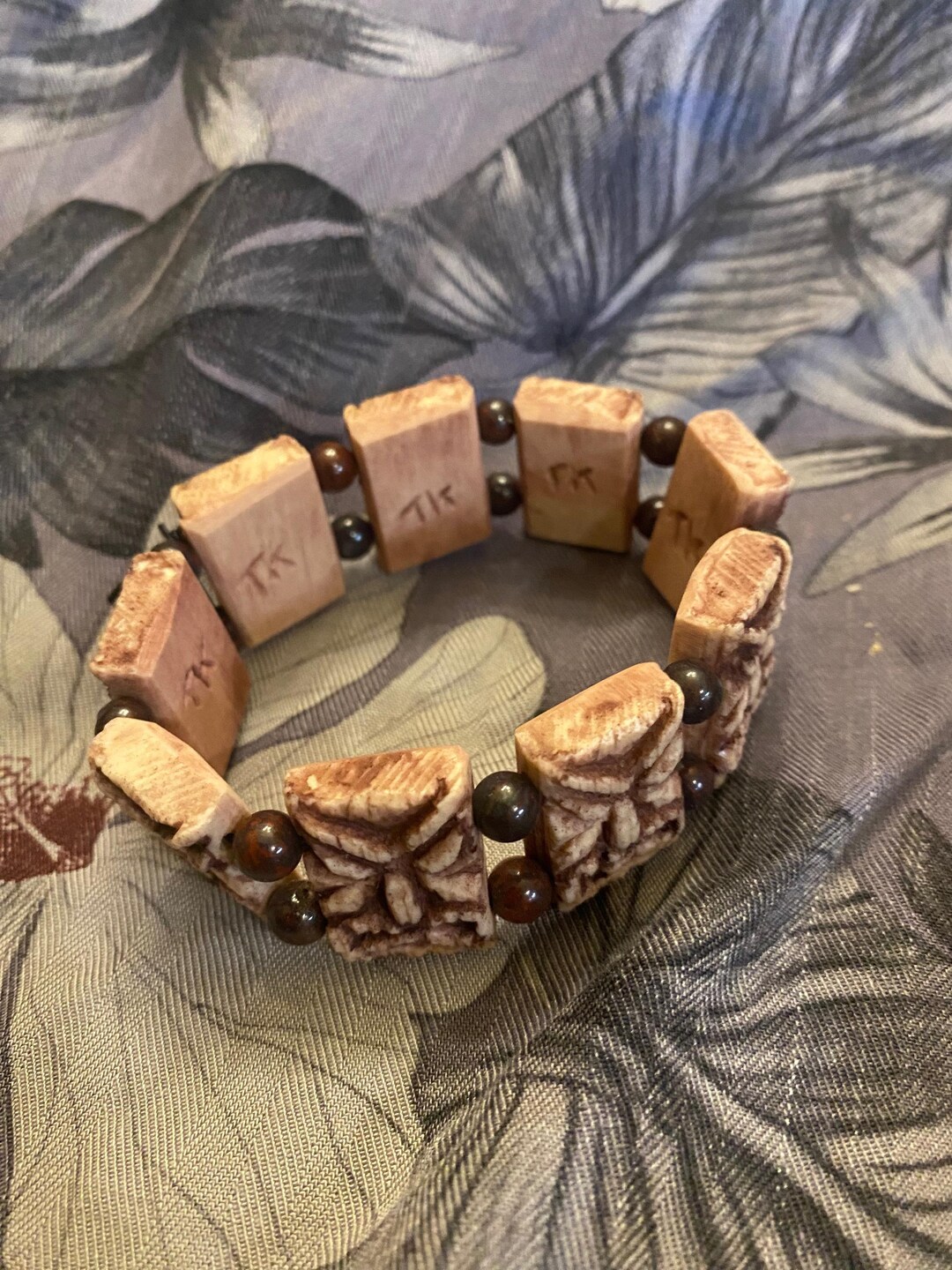 Original Neat Tiki Tile Bracelet From Tiki King, in "aged Bone" - Etsy