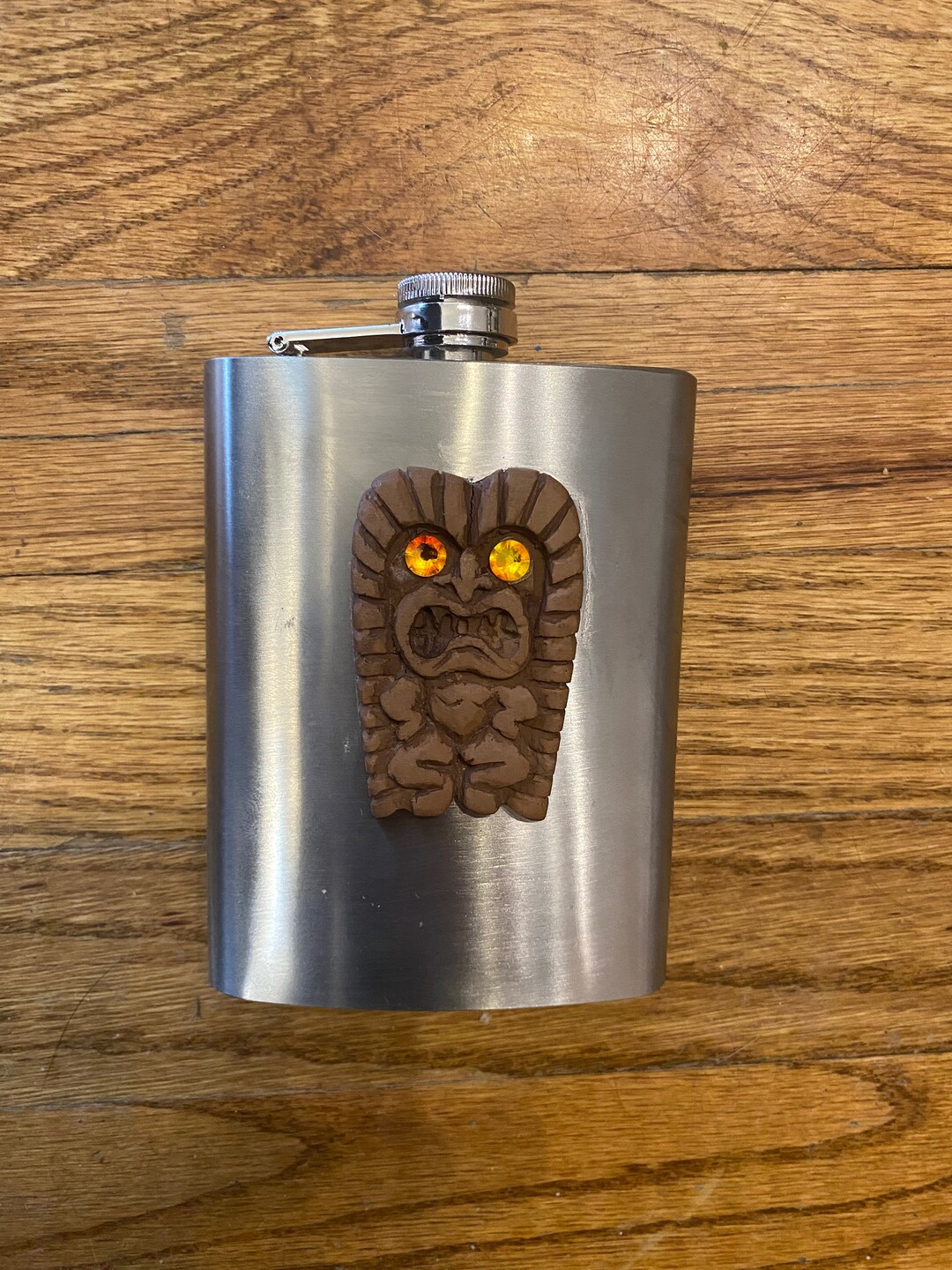 8 Oz Tiki Flask With Original Design Tiki King Tiki, in "wood" Brown ...