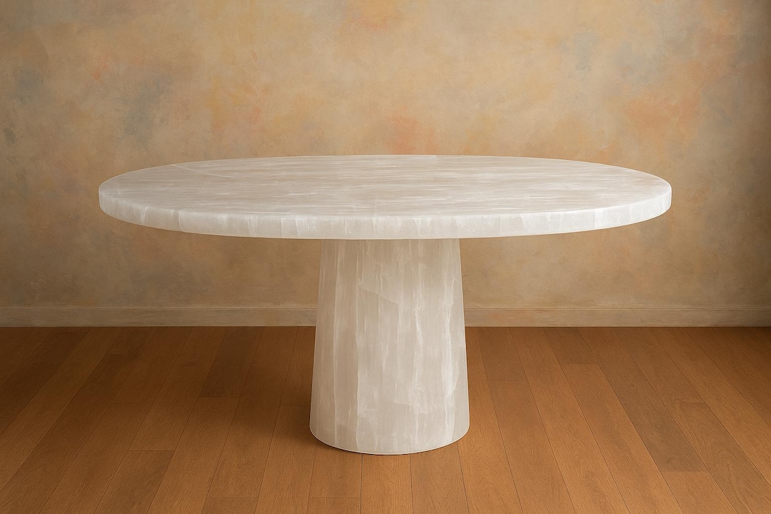 Handmade Selenite Crystal Oval Dining Table: Luxury Gemstone Furniture ...
