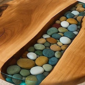 Live Edge River Rock Epoxy Coffee Table: Handmade Rustic Accent ...