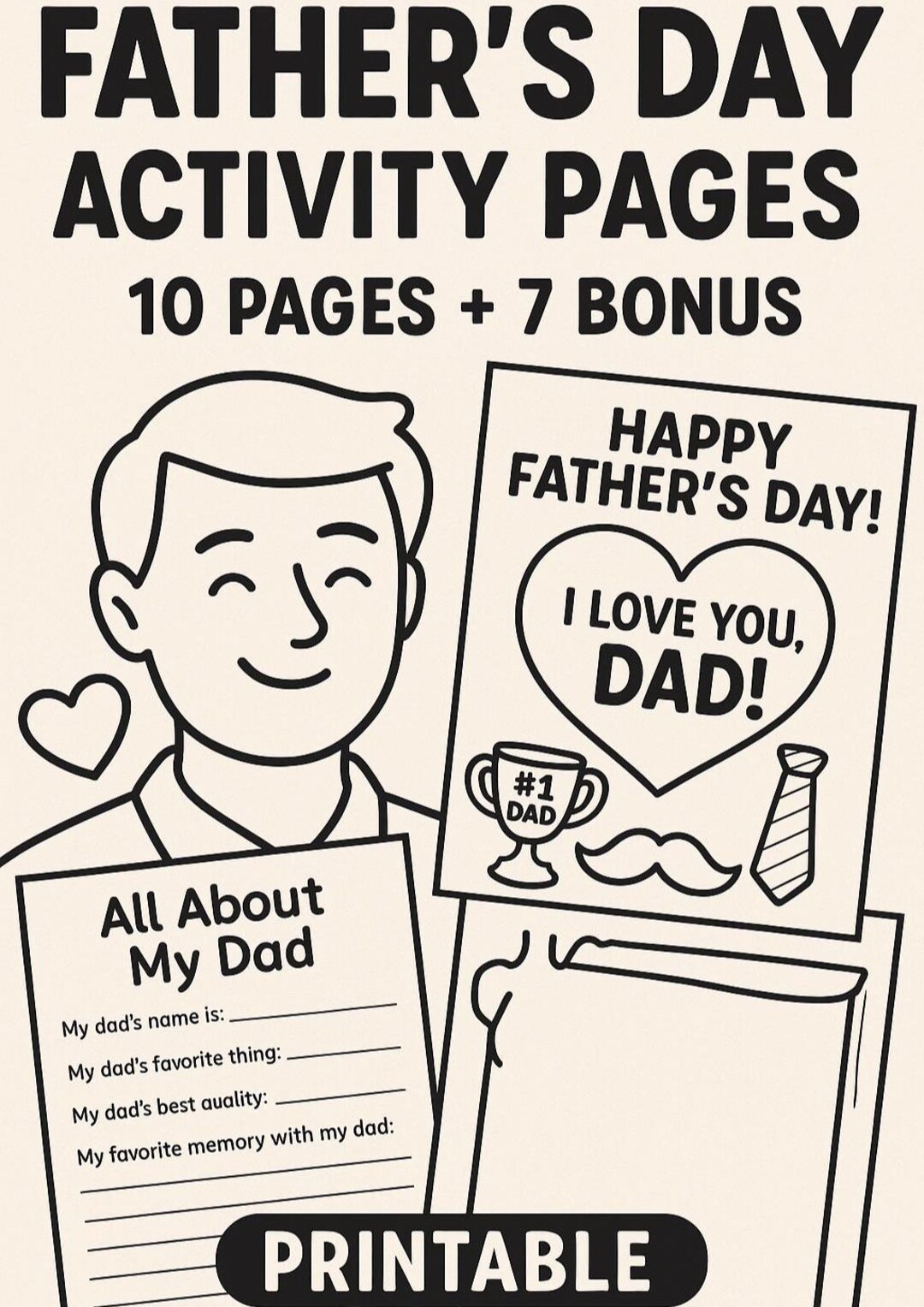 Father’s Day Printable Coloring & Activity Bundle for Kids (includes ...