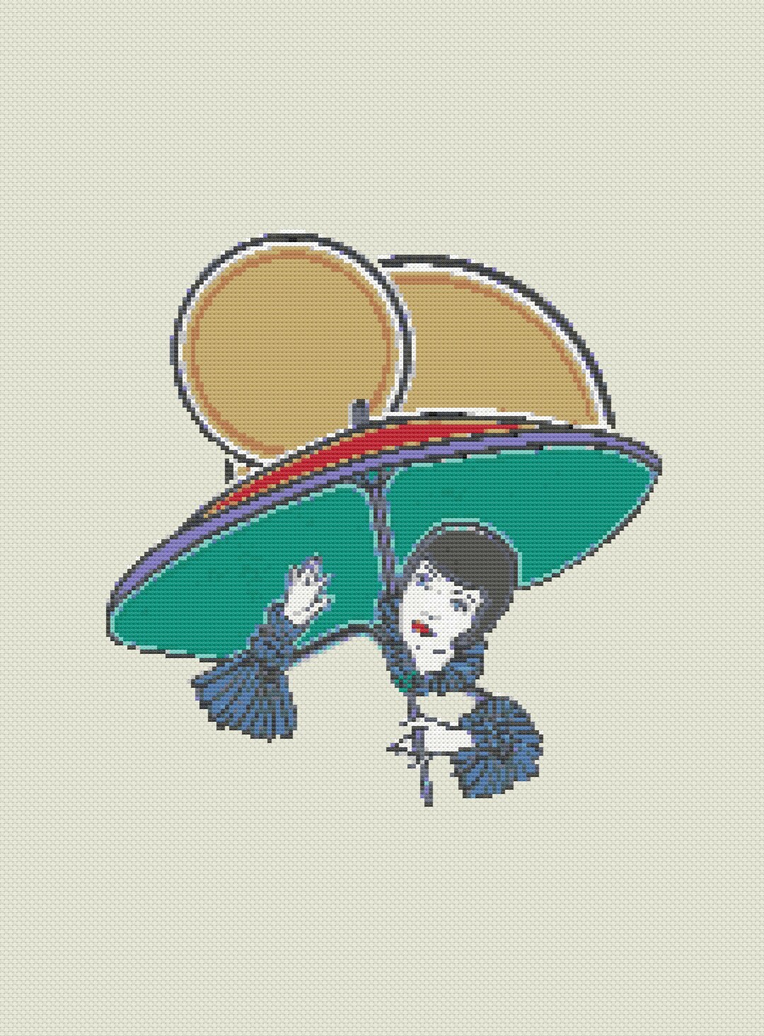 Art Deco Style Cross Stitch Pattern: Woman Holding a Parasol - Etsy
