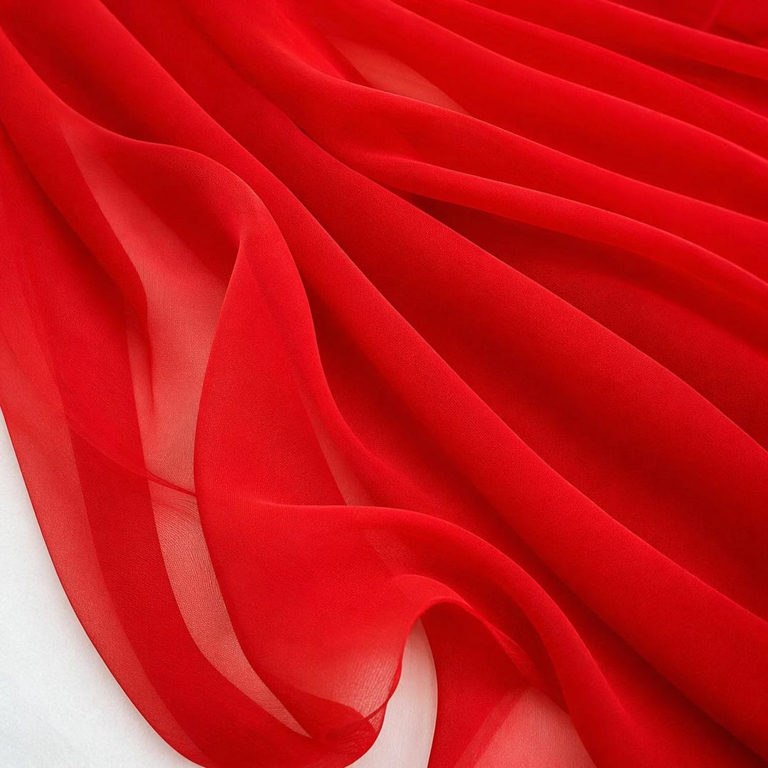 Red Chiffon Fabric by the Yard, Lightweight Sheer Apparel Sewing ...