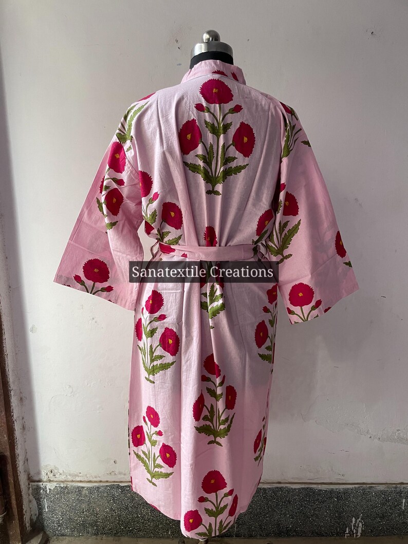 Indian Buta Pink , Print Cotton Kimono Robe: Indian Hippie Style - Etsy UK