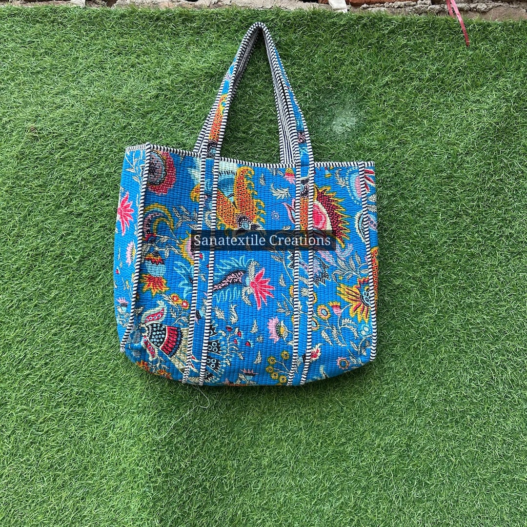 Hand Block Print Cotton Tote Bag – Reusable Market Bag - Etsy