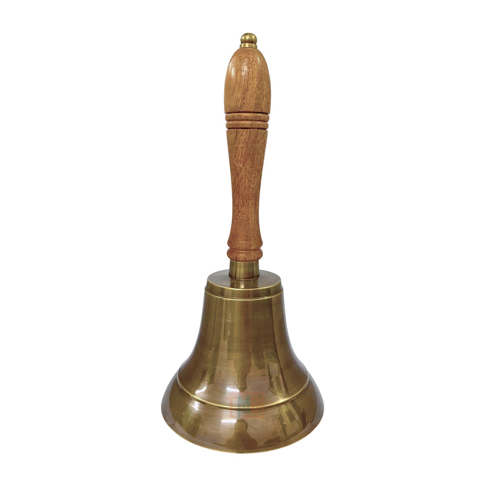 Polished Brass Handheld Bell With Wooden Handle 5": Church, Hotel ...
