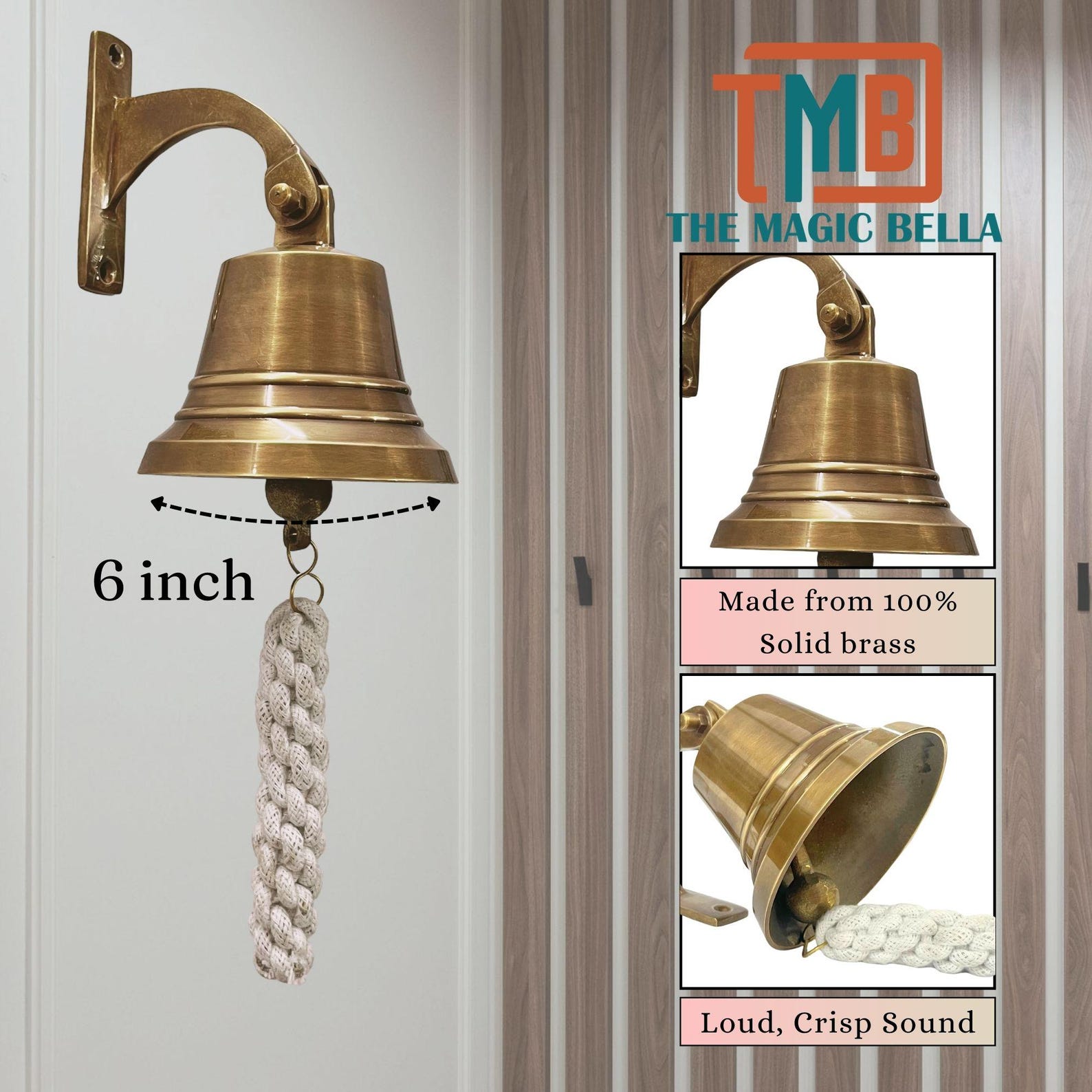 Solid Brass Wall-mounted Marine Bell – Antique Finish Hanging Bell With ...