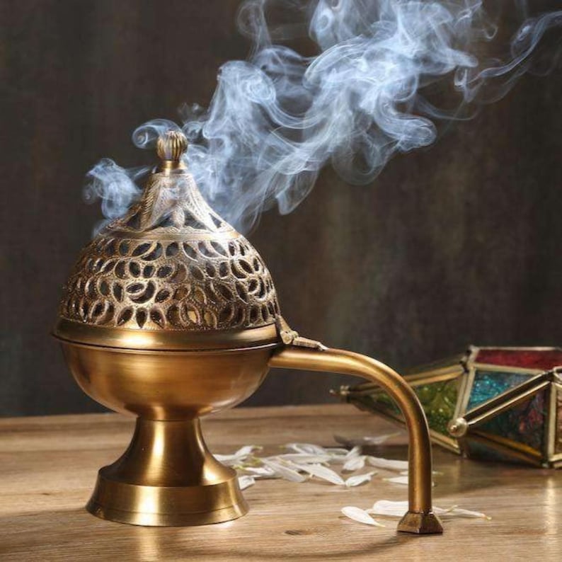 Handcrafted Brass Loban Burner: Dhoop Dani Incense Holder for Home ...