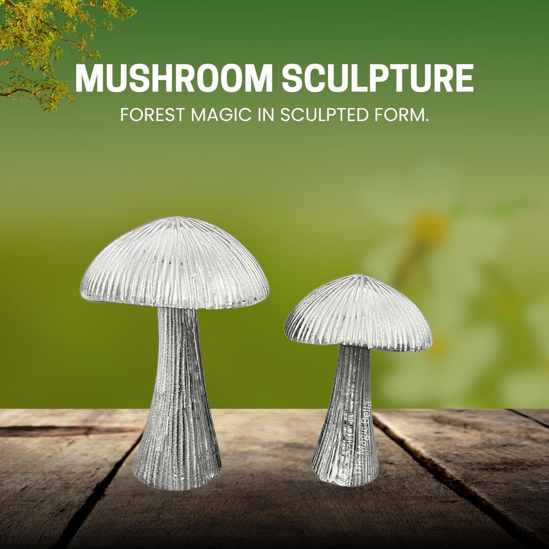 Aluminum Mushroom Sculptures: Rough Nickel Finish, Nature-inspired ...
